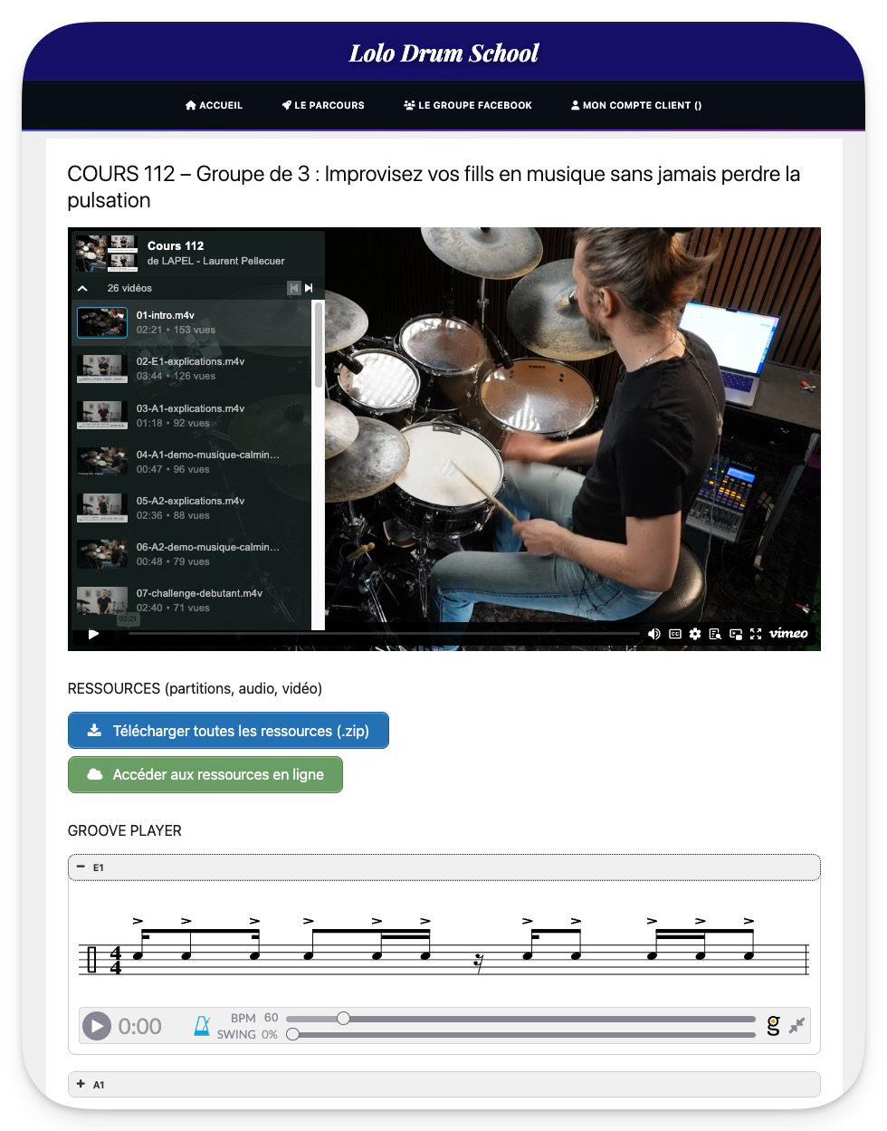 Lolo Drum School – Batterie en ligne